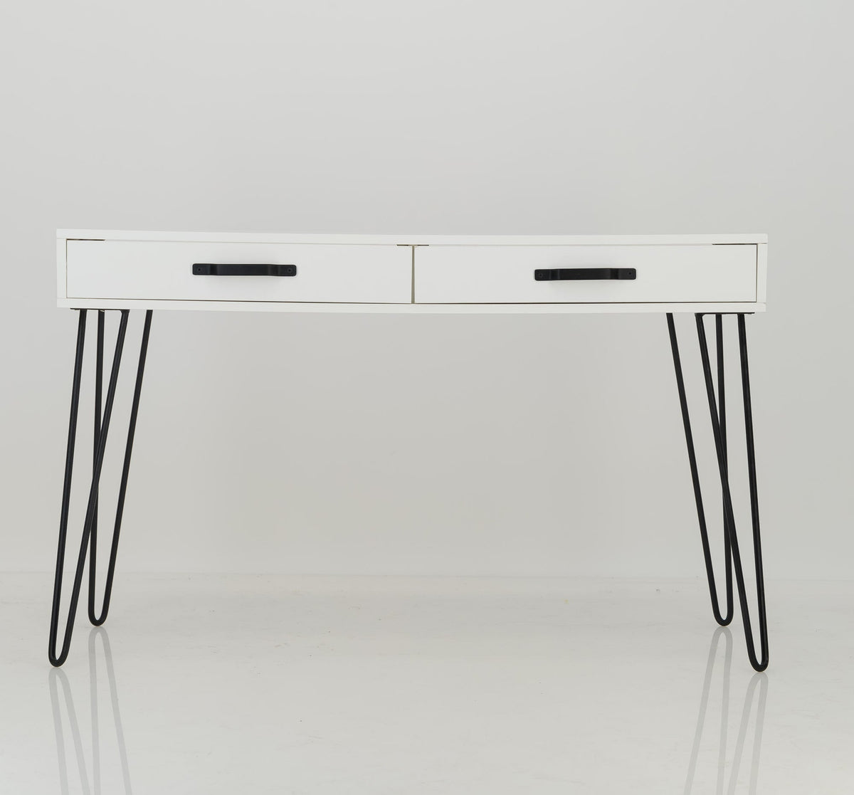 Fuji White Desk Two Drawer - Steel Handles – ZenFern Studios