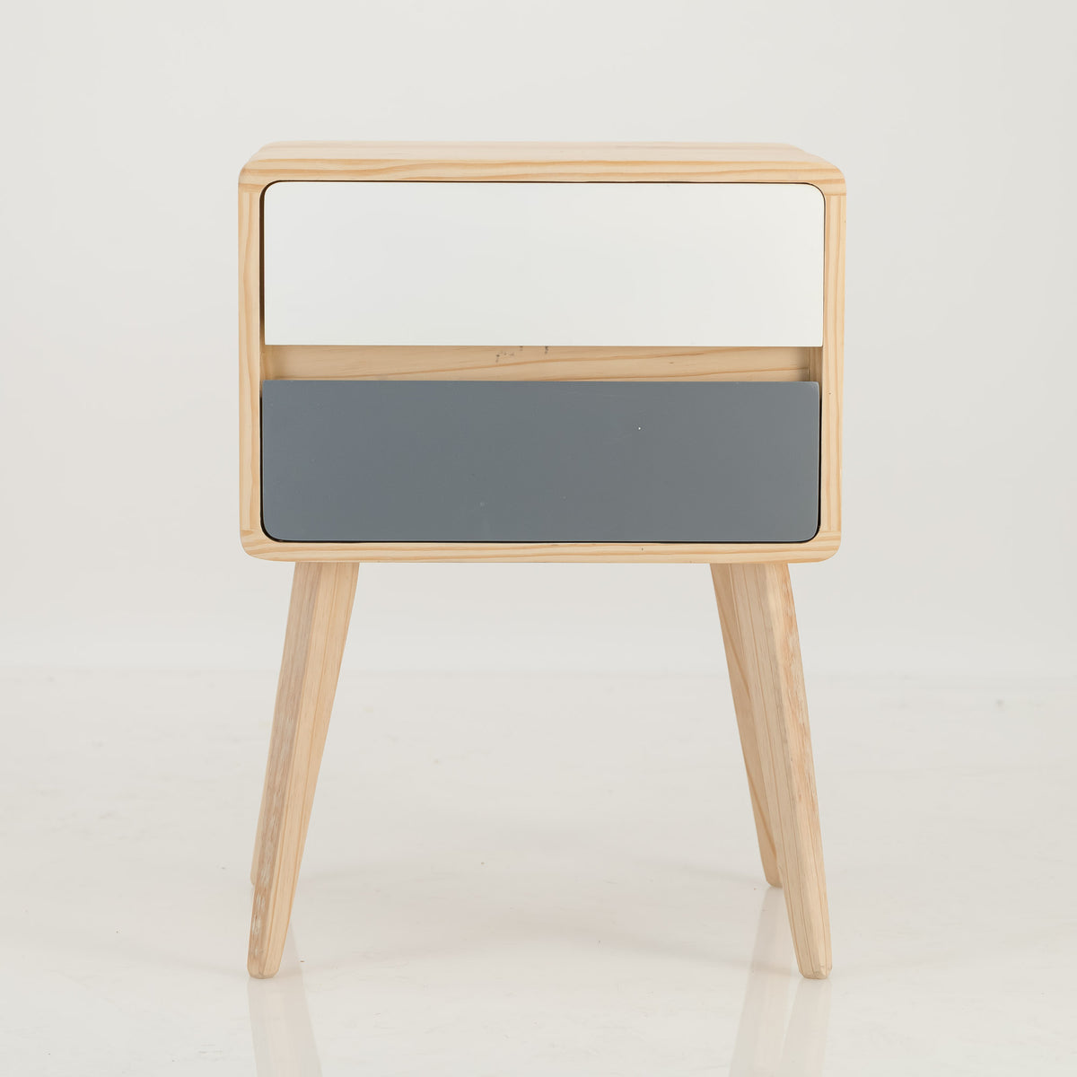 Kuva Pine Two Drawer Hidden Handle Side Table - Grey & White – ZenFern ...