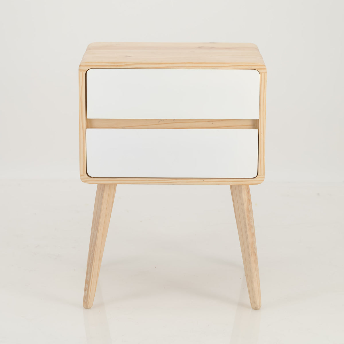 Kuva Pine Two Drawer Hidden Handle Side Table - White – ZenFern Studios