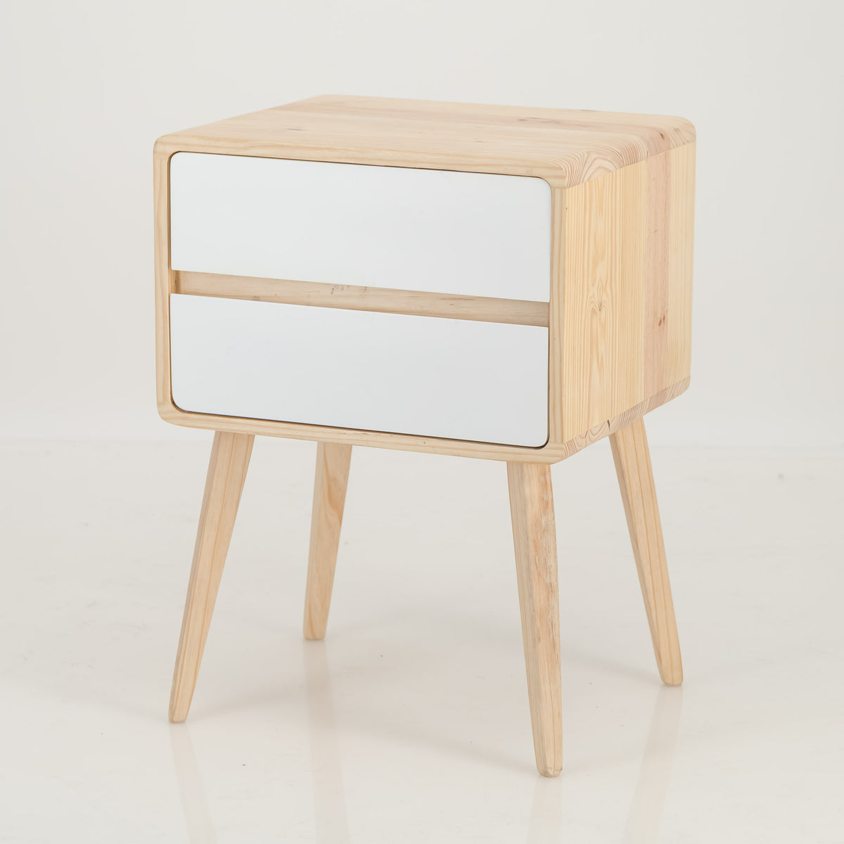 Kuva Pine Two Drawer Hidden Handle Side Table - White – ZenFern Studios